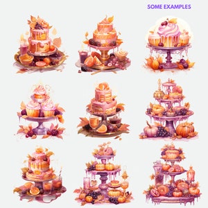 Fall Desserts Clipart PNG Bundle Cupcake PNG Watercolor Autumn Clipart ...