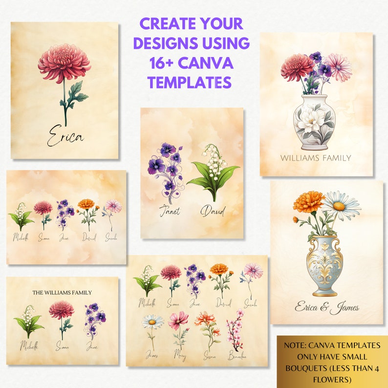Canva Template DIY Birth Month Flowers DIY Birth Month Flower - Etsy