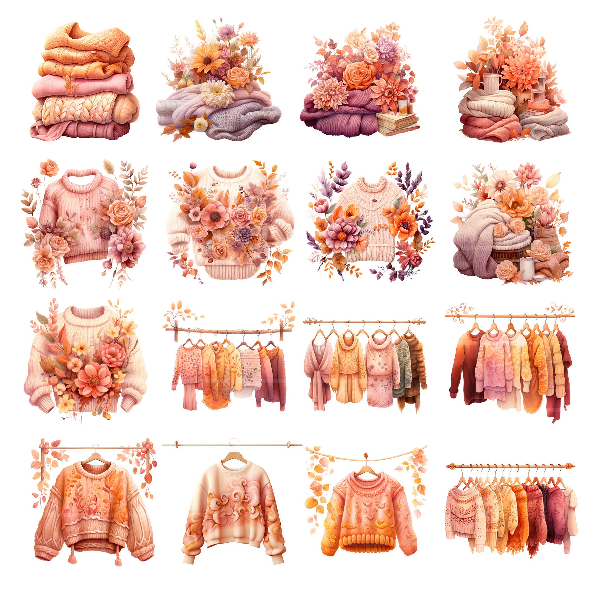 Watercolor Fall Clipart Mega Bundle PNG Pumpkin Clipart - Etsy