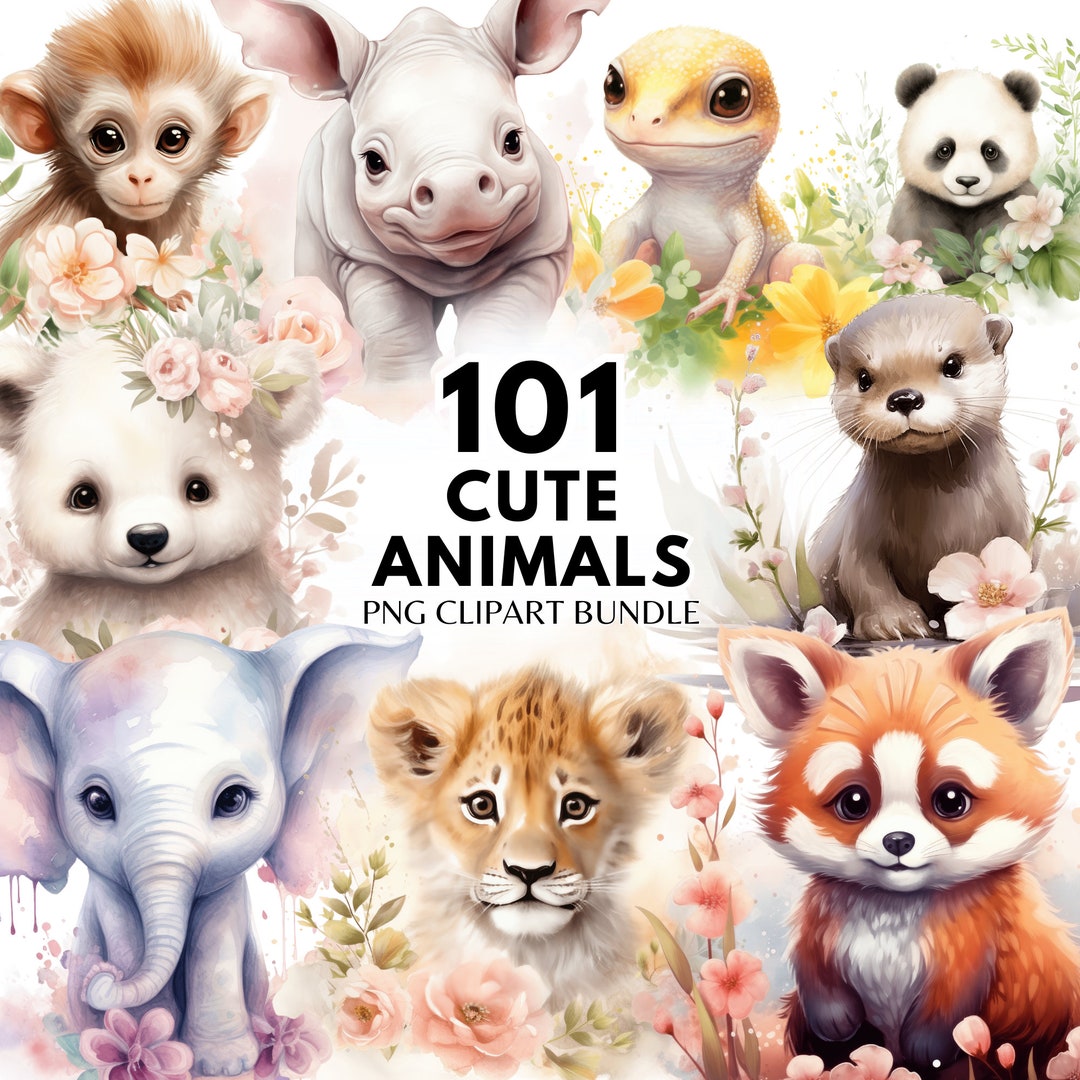 Cute Little Animal Clipart Watercolor Animal Cuteness PNG Animal ...