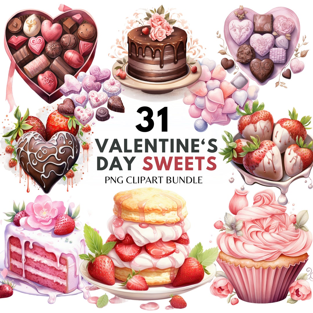 Watercolor Valentines Day Clipart PNG Valentine Clipart Sweets ...