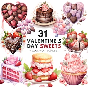 Watercolor Valentines Day Clipart PNG Valentine Clipart Sweets ...