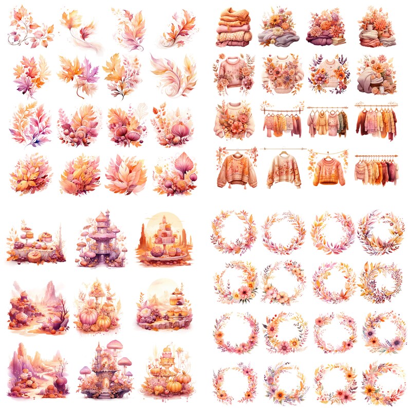 Watercolor Fall Clipart Mega Bundle PNG Pumpkin Clipart - Etsy