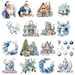 Blue Christmas PNG Clipart Bundle Watercolor Blue Cottagecore Christmas ...