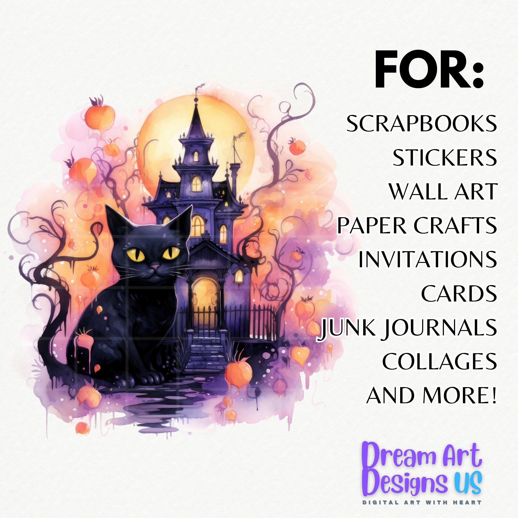 Pastel Halloween Cat Clipart PNG Ghost Cat Watercolor Clip Art - Etsy