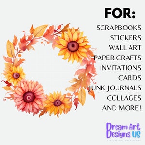 Fall Sunflower Clipart PNG Bundle Fall Flower Clipart Png Watercolor ...