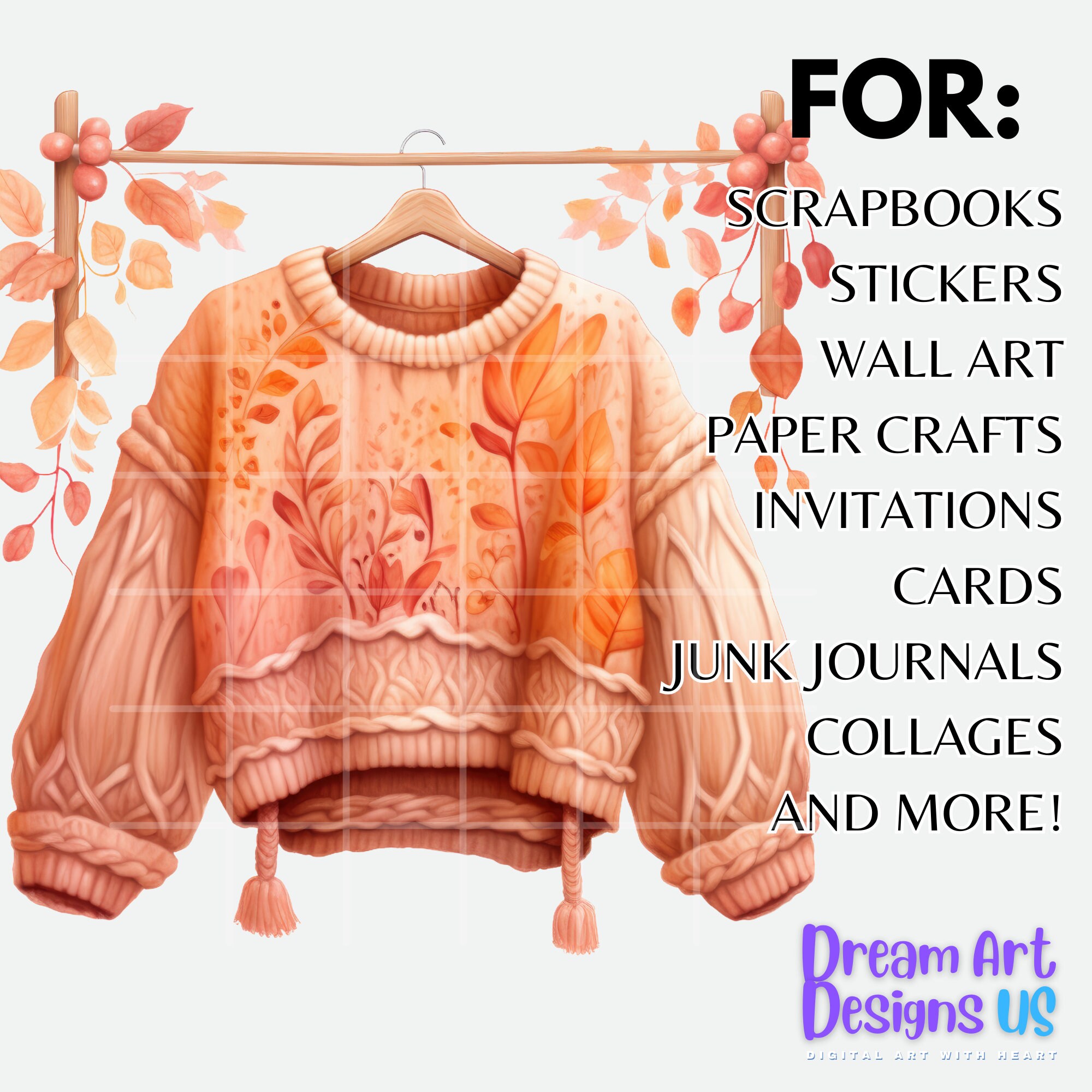 Autumn Sweater Clipart Bundle Sweater Weather PNG Fall Clothes ...