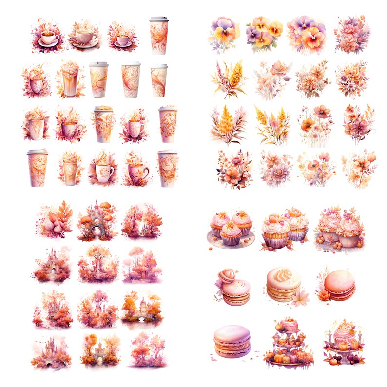 Watercolor Fall Clipart Mega Bundle PNG Pumpkin Clipart - Etsy