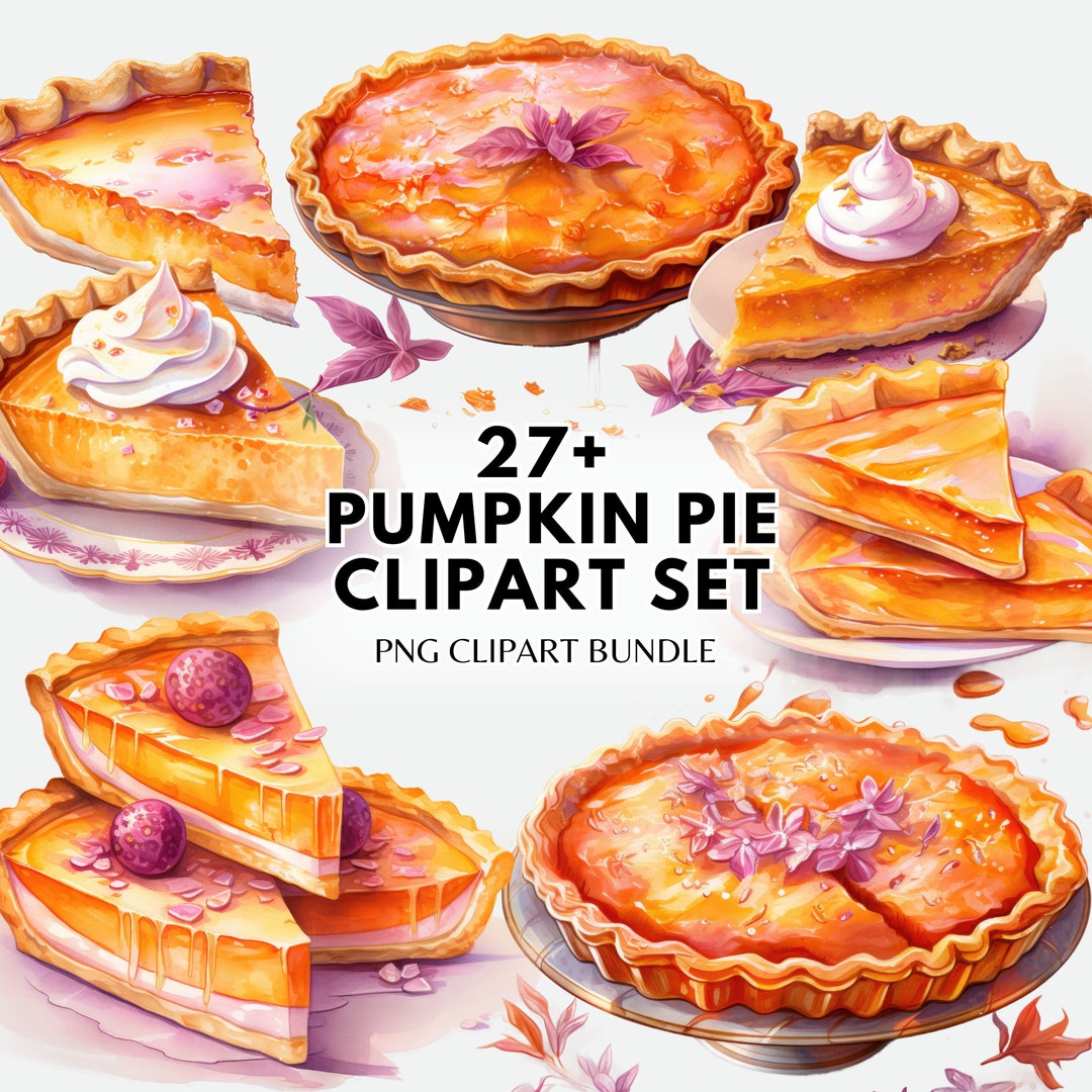 Watercolor Pumpkin Pie Clipart Thanksgiving Dessert Slice PNG Fall ...