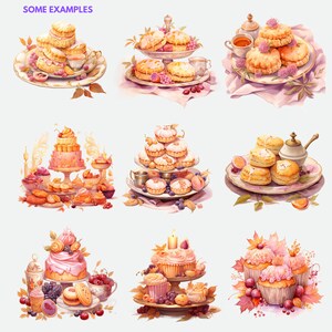Fall Desserts Clipart PNG Bundle Cupcake PNG Watercolor Autumn Clipart ...