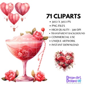 Watercolor Valentines Day Clipart PNG Valentine Clipart Sweets Bundle ...