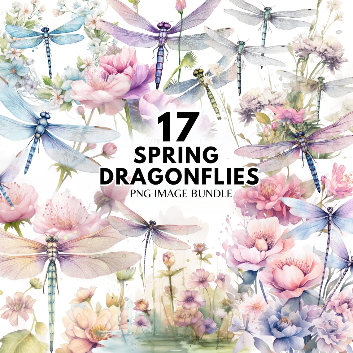 Spring Dragonfly Clipart Watercolor Dragonfly PNG Dragonflies Spring ...
