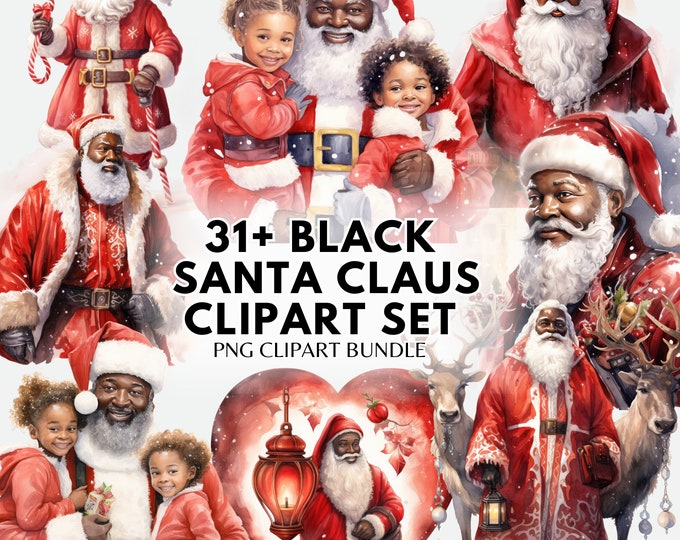 Black Santa Clipart, African American Santa Clipart, Santa Claus ...