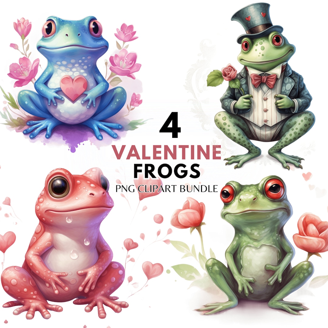 Valentine Frog Clipart PNG Frog Valentine Clipart Bundle Frog ...