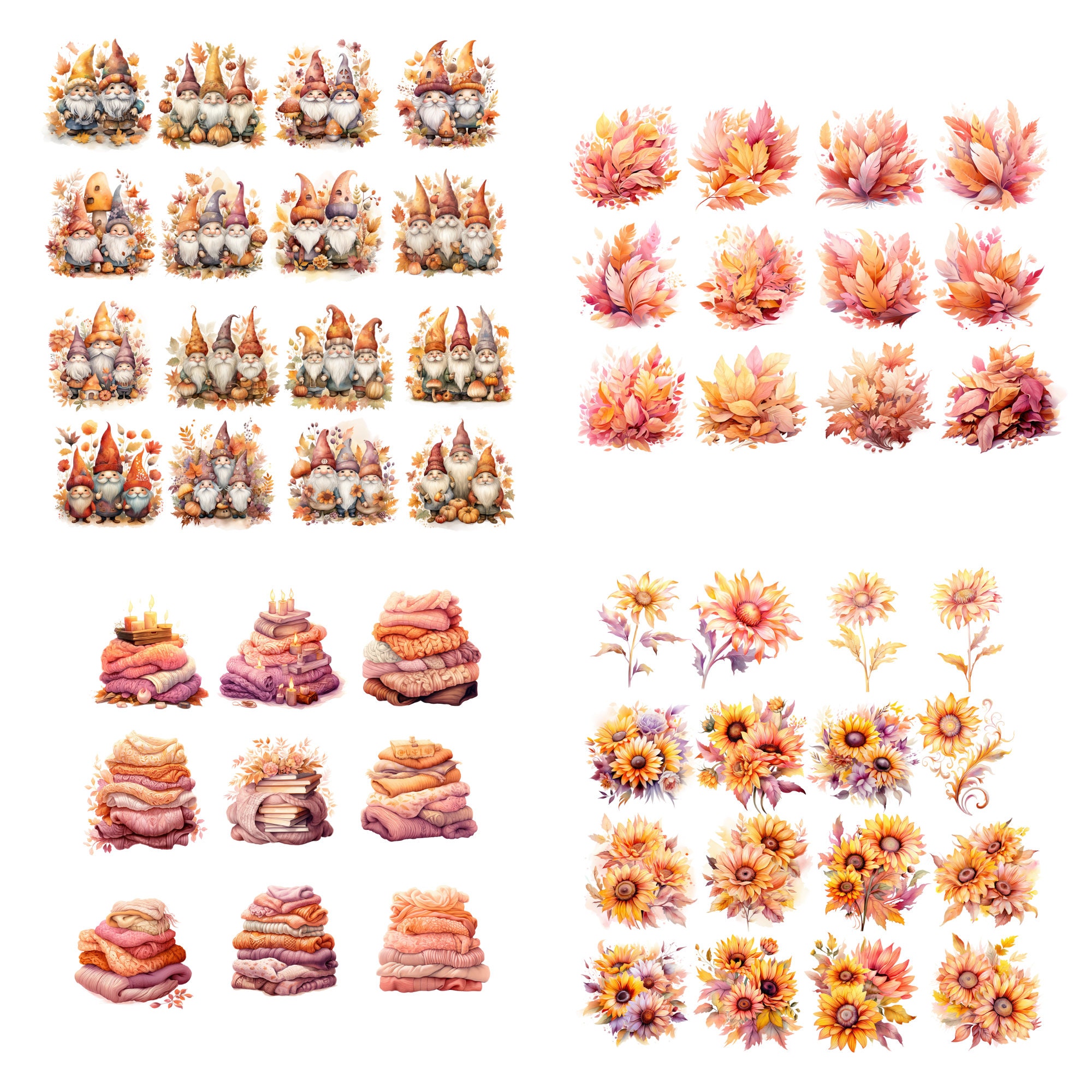 Watercolor Fall Clipart Mega Bundle PNG Pumpkin Clipart - Etsy