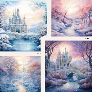 Printable Watercolor Winter Digital Paper PNG Winter Wonderland ...