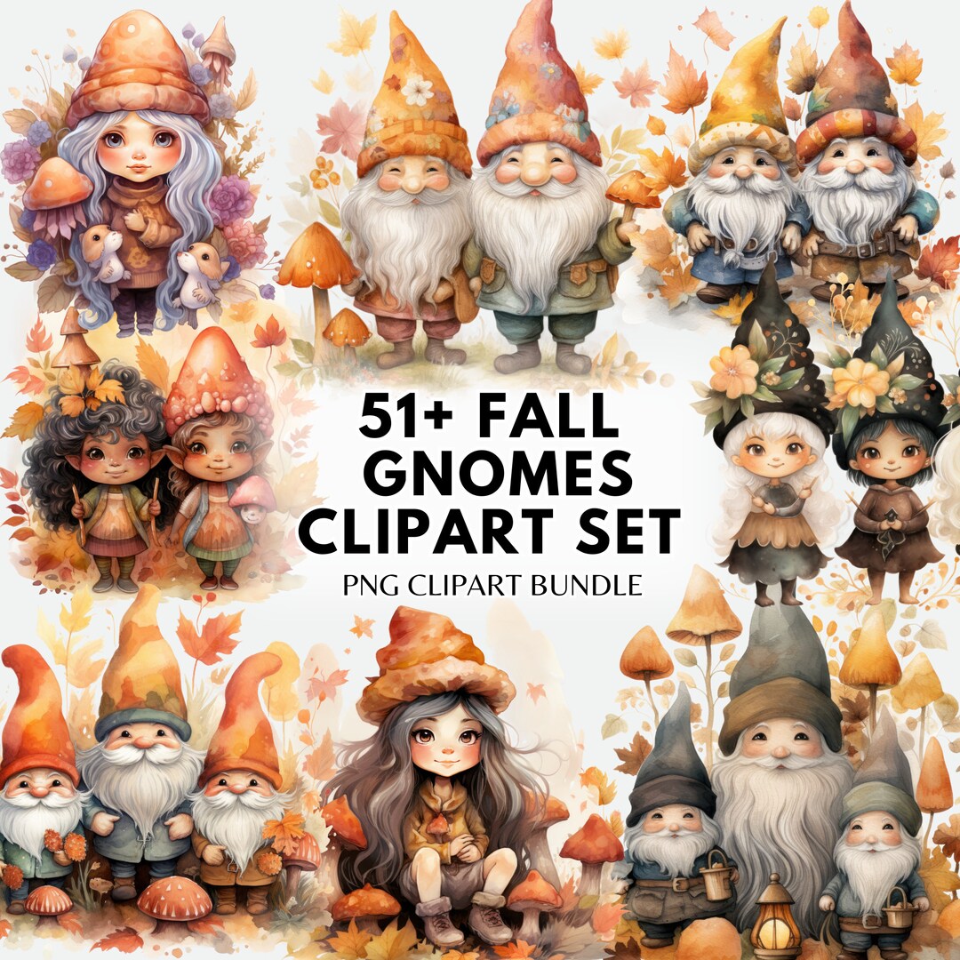 Fall Gnomes Clipart PNG Bundle Fall Gnome Clipart Png Autumn Gnome ...