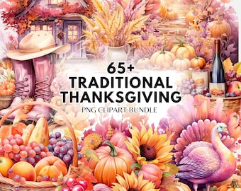 Happy Thanksgiving Happy Turkey Day Clipart Bundle - Etsy