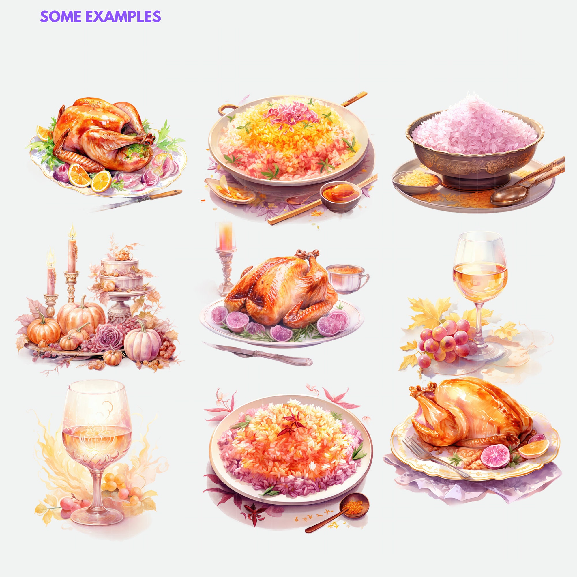 Watercolor Thanksgiving PNG Clipart Bundle Turkey Day Png - Etsy