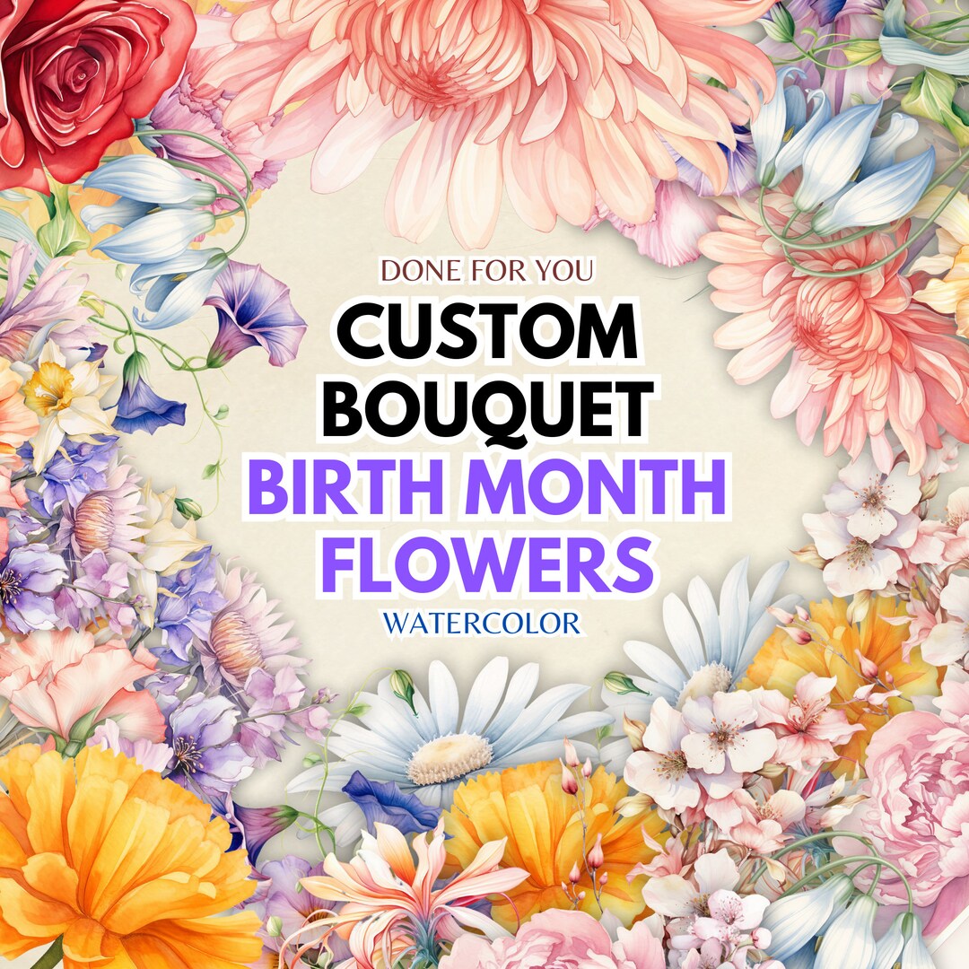 Watercolor Birth Month Flowers Custom, Custom Birth Month Flower ...