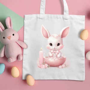 Pink Easter Clipart Baby Girl Watercolor Easter Bunny Clipart Bundle ...
