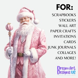 Watercolor Pink Santa Claus Clipart Bundle Christmas PNG Pastel ...