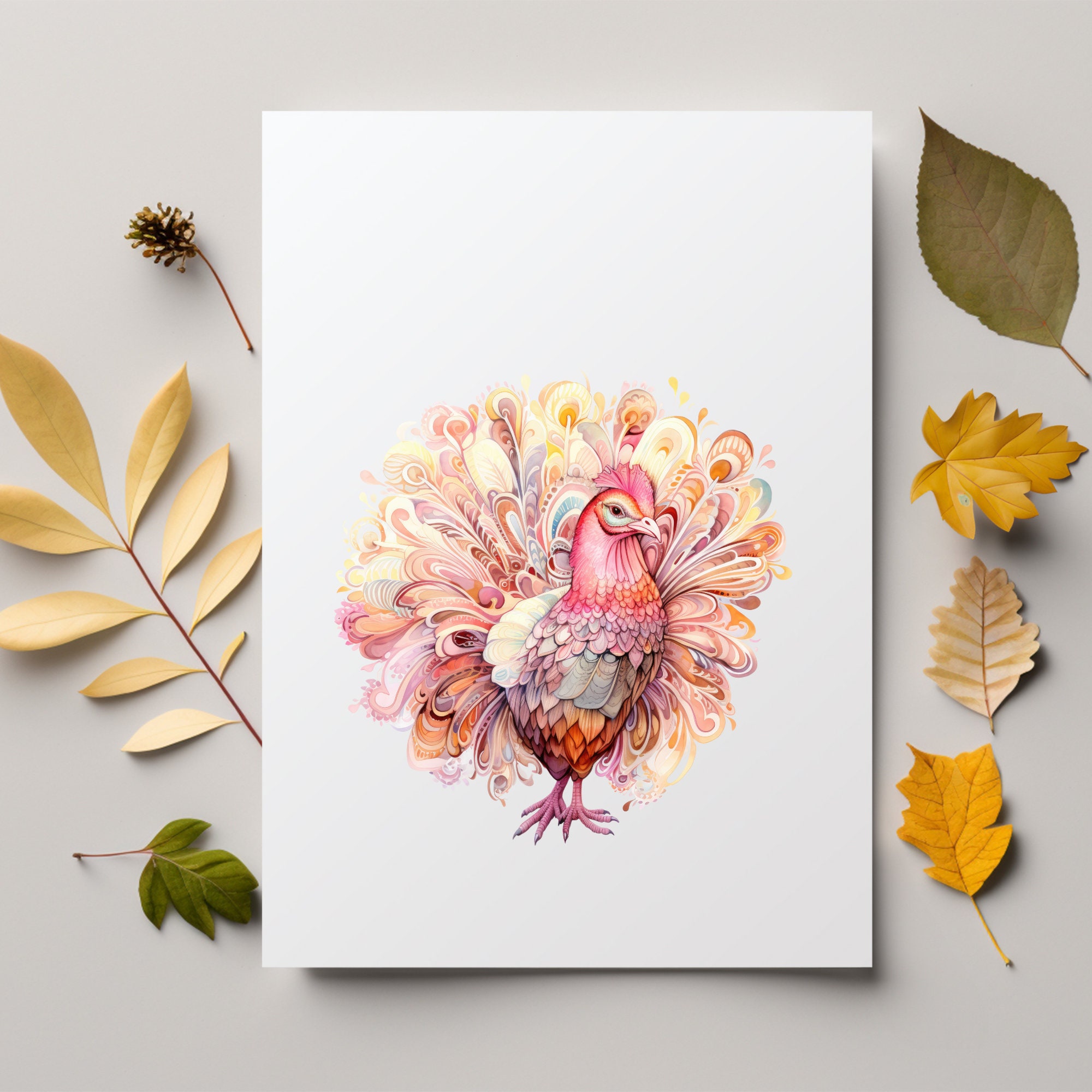 Whimsical Turkey Clipart PNG Bundle Turkey Png Watercolor - Etsy