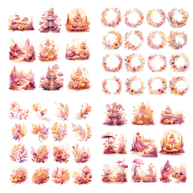 Watercolor Fall Clipart Mega Bundle PNG Pumpkin Clipart - Etsy