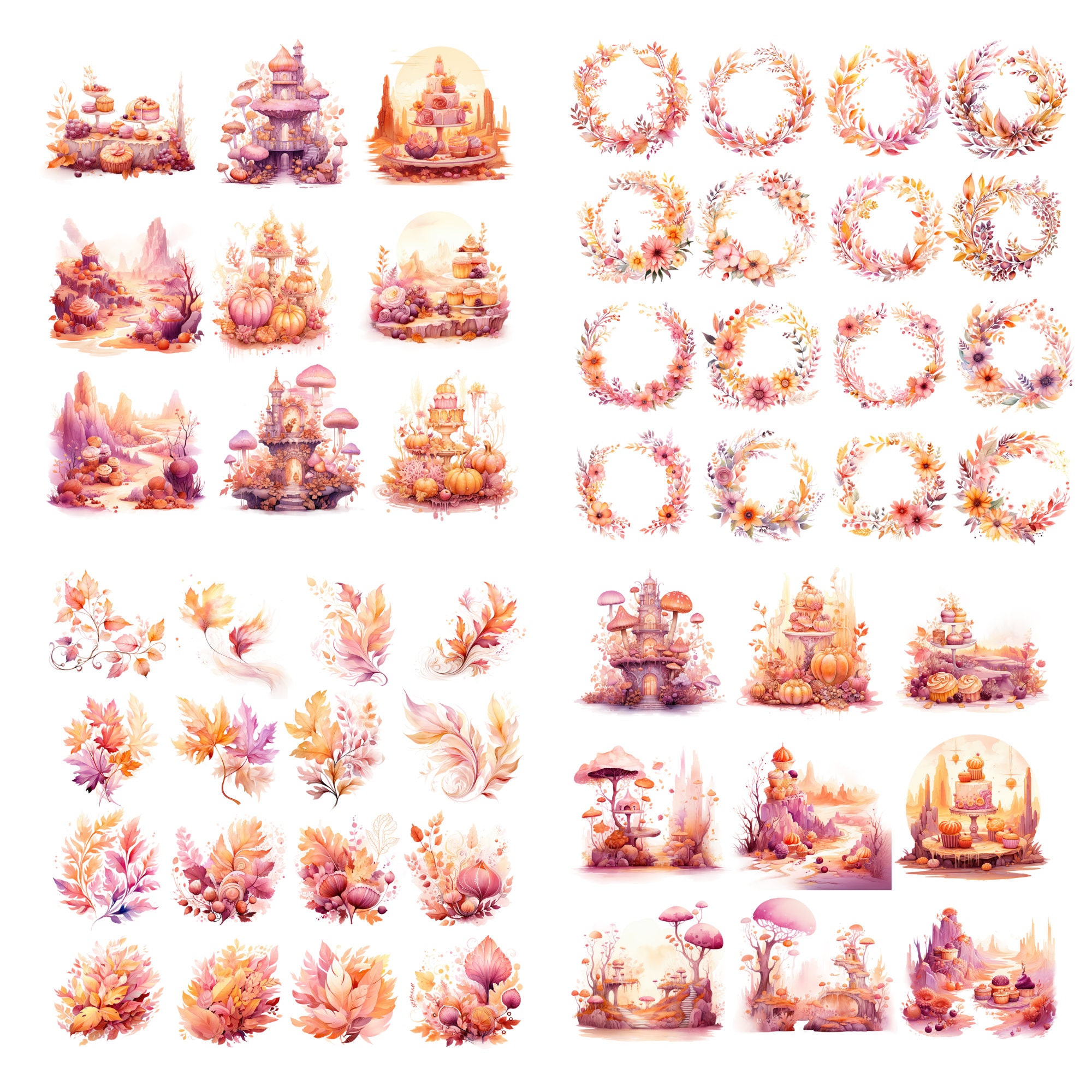Watercolor Fall Clipart Mega Bundle PNG Pumpkin Clipart - Etsy