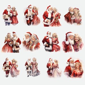 Watercolor Mr and Mrs Claus Clipart Christmas PNG Bundle Christmas ...