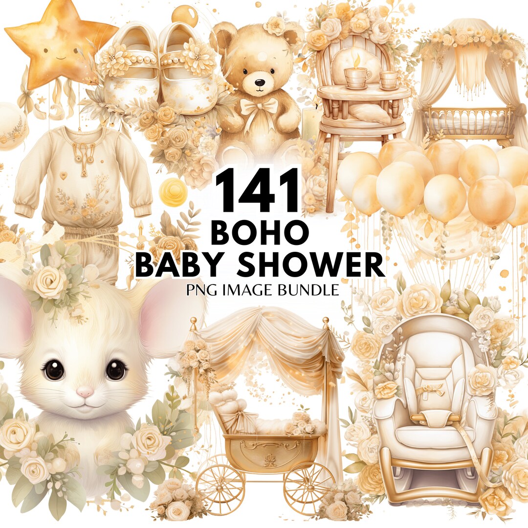 Watercolor Boho Baby Shower Clipart Bundle Newborn Baby Clipart Nursery ...