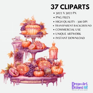 Fall Desserts Clipart PNG Bundle Cupcake PNG Watercolor Autumn Clipart ...