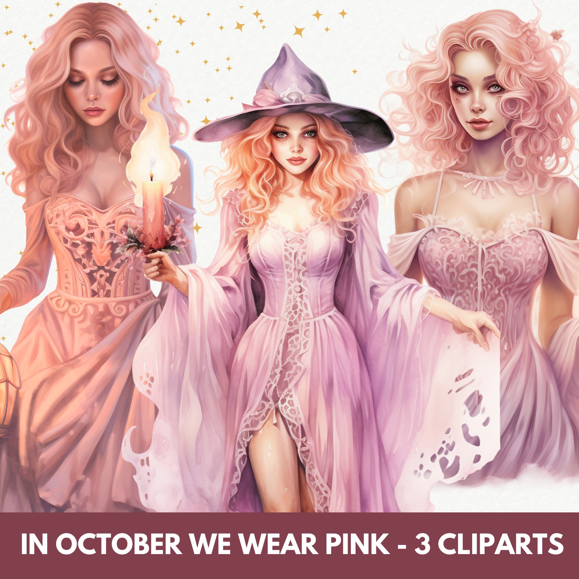In October We Wear Pink PNG Pastel Halloween Magic Witch - Etsy