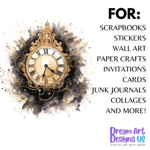 Happy New Year Clipart PNG New Years Eve Watercolor Bundle Black and ...