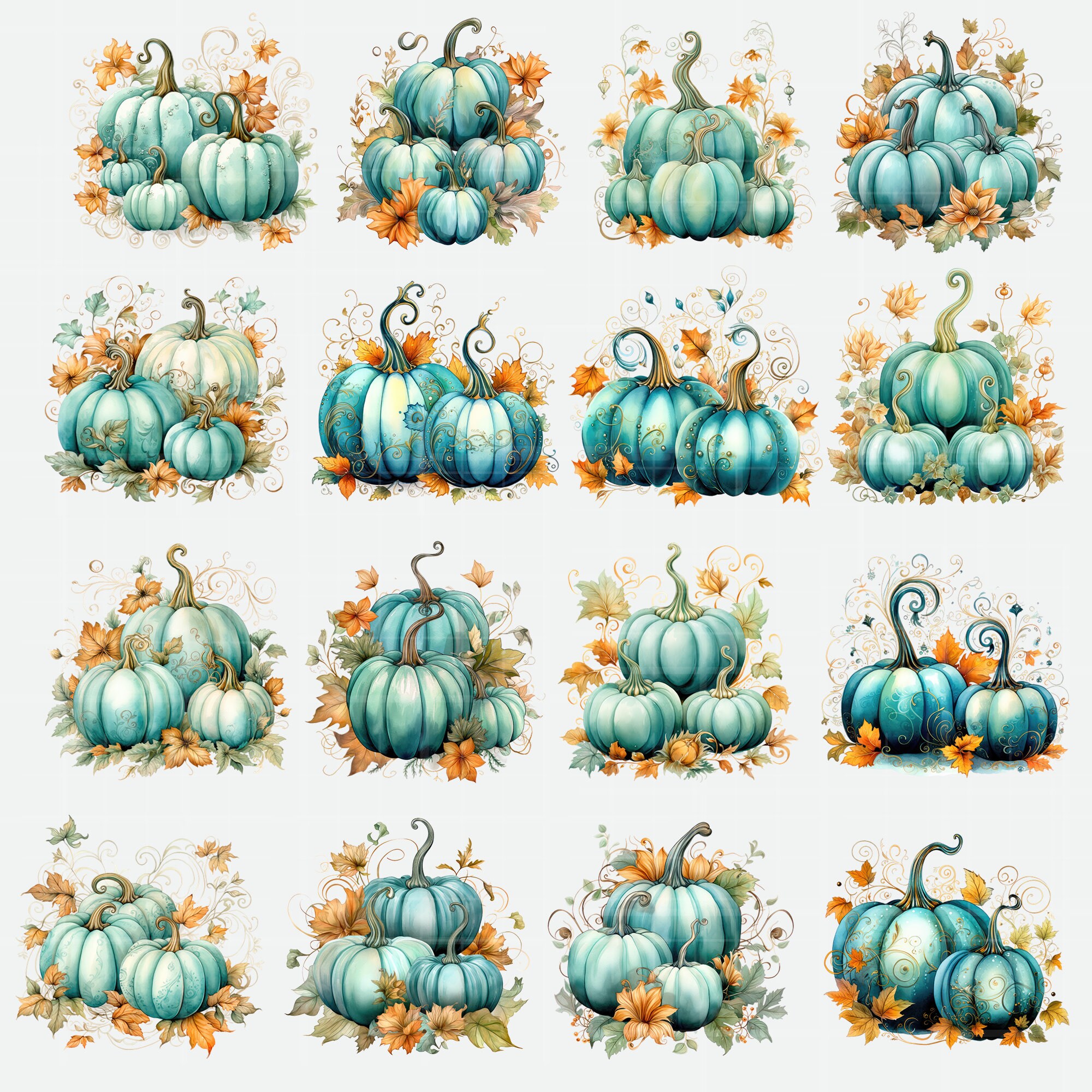 Fall Pumpkin Clipart Mega Bundle PNG Teal Pumpkin Patch PNG - Etsy