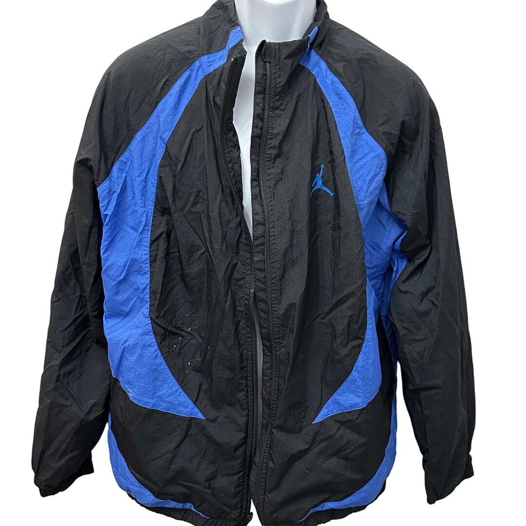 90s Air Jordan Windbreaker Jacket Nike Jumpman Vintage Black Blue Mens ...
