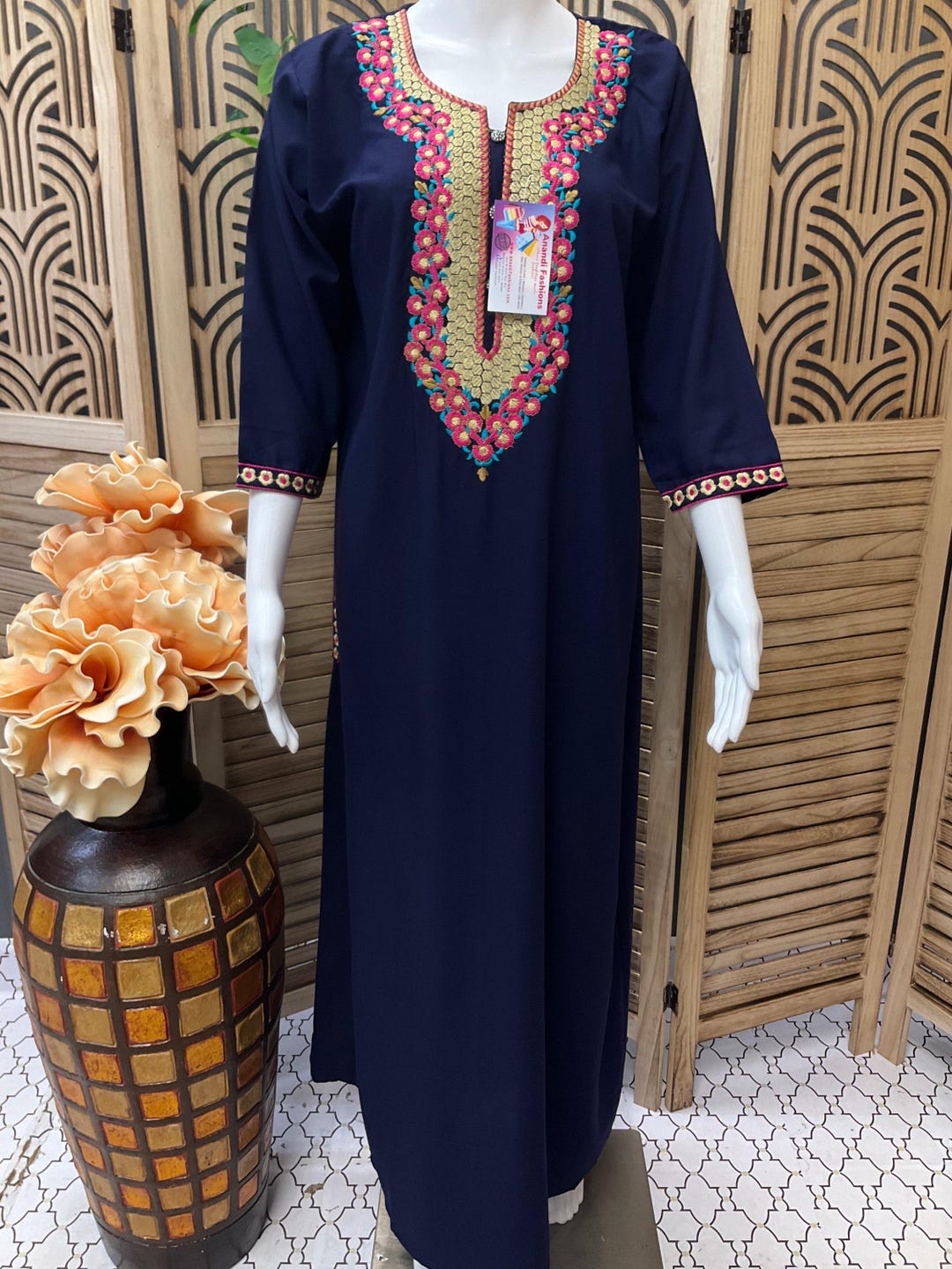 Indian Nighties Rayon Nighty With Neck Embroidery and Elbow Sleeves - Etsy