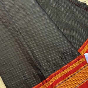Khun Black Saree- Traditional Marathi Khun Saree in Black With Fall ...