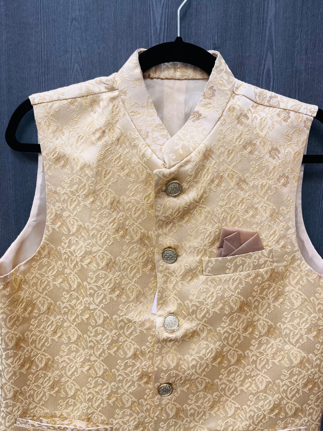 Kurta Vest - Gold Color Kurta Vest With Design in Size 38 - Etsy