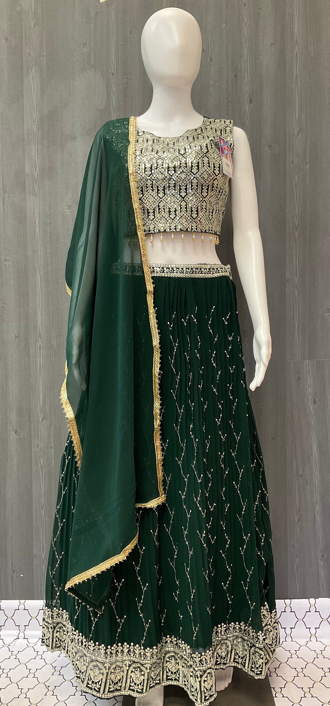 Lehenga Set Design Stunning and Exquisite Green Lehenga Set Design - Etsy