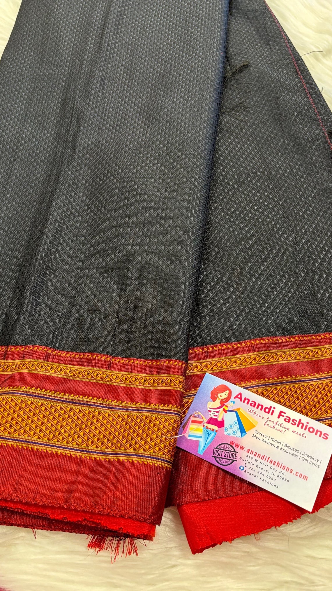 Khun Black Saree Traditional Marathi Khun Saree in Black With Fall Pico ...