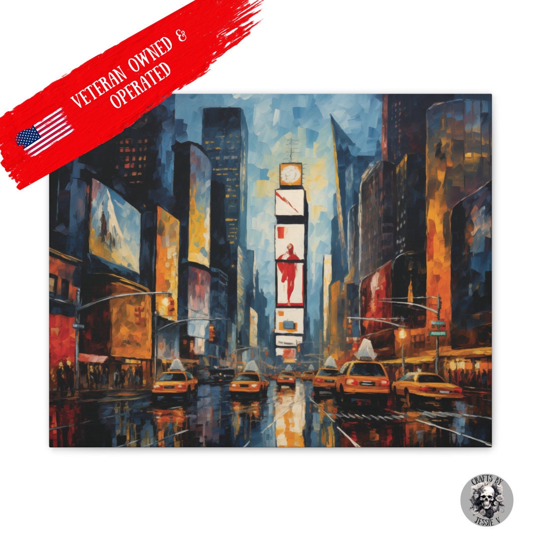 Time Square Van Gogh Style Painting Wall Art, New York City Wall Art ...