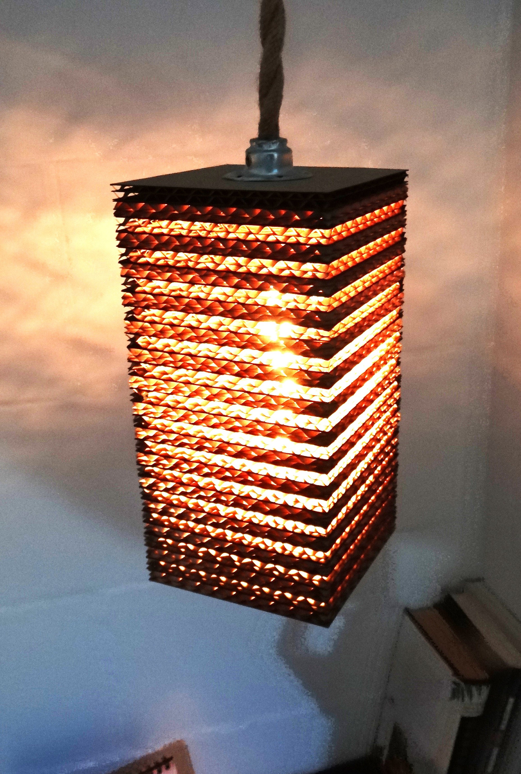 Cardboard Lamp, Cardboard Light, Hanging Lamp, Sustainable Lamp With ...