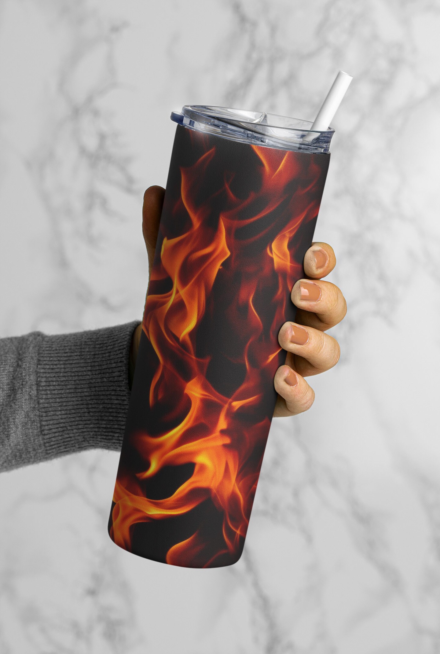 Flames Tumbler Wrap PNG, 20 Oz Skinny Seamless Fire Tumbler Sublimation ...