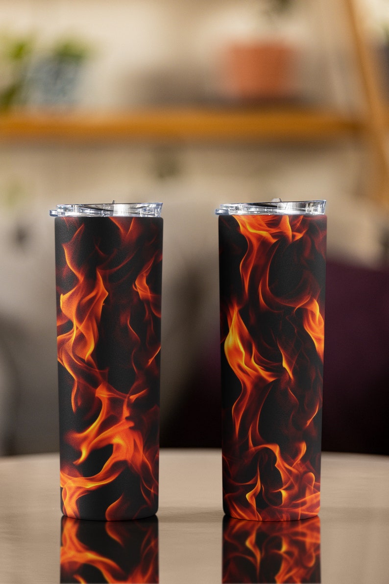 Flames Tumbler Wrap PNG, 20 Oz Skinny Seamless Fire Tumbler Sublimation ...
