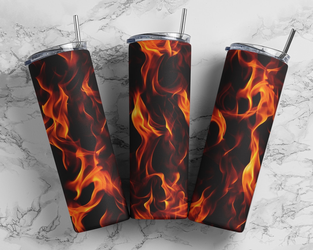 Flames Tumbler Wrap PNG, 20 Oz Skinny Seamless Fire Tumbler Sublimation ...