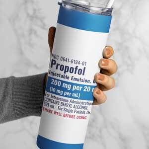 Propofol Tumbler Wrap PNG, 20 Oz Skinny Anesthesiology Tumbler ...