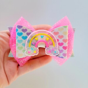 Pastel Rainbow Heart Bow - Etsy