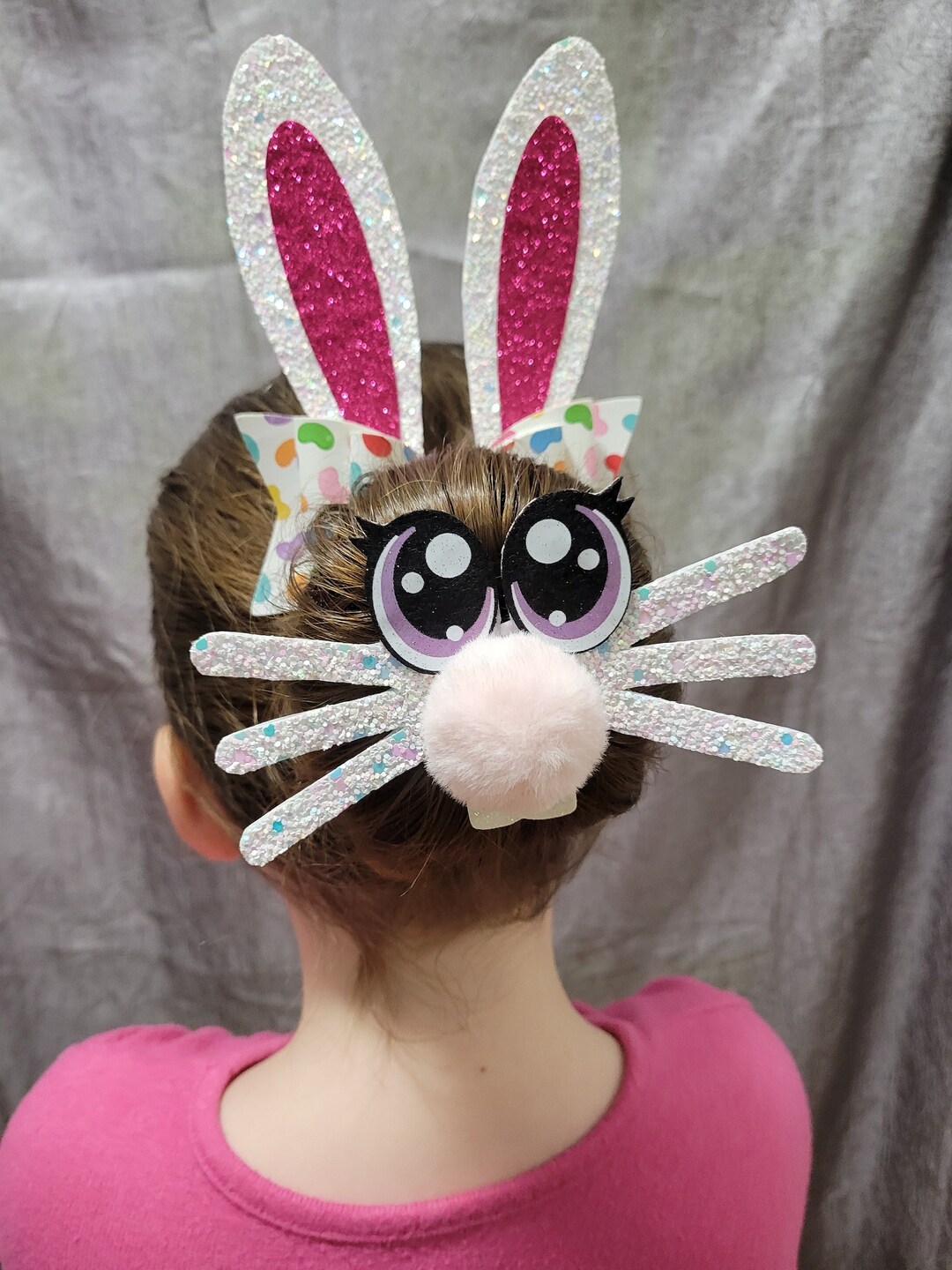Easter Bunny Bun Buddy, Fun Hair Clip Set, Crazy Hair Day - Etsy