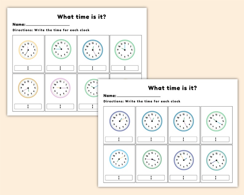 Telling Time Printable Kids Learning Time Time Telling Worksheets ...